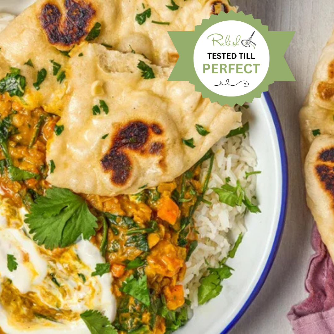 Coconut Curry Lentils with Easy Naan – Relish Cooking Studio