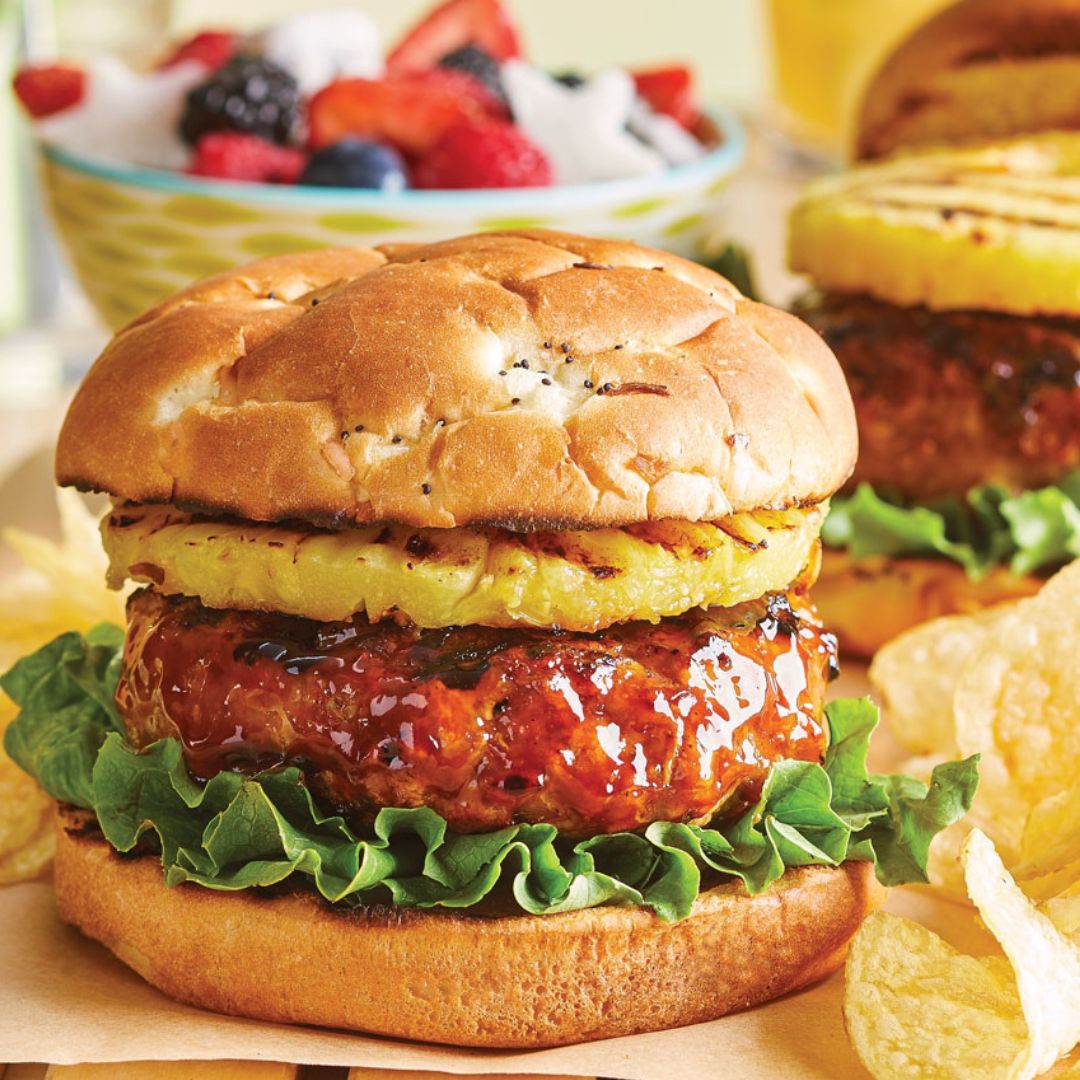 Grilled Teriyaki Turkey & Pineapple Burger (DF) – Relish Cooking Studio