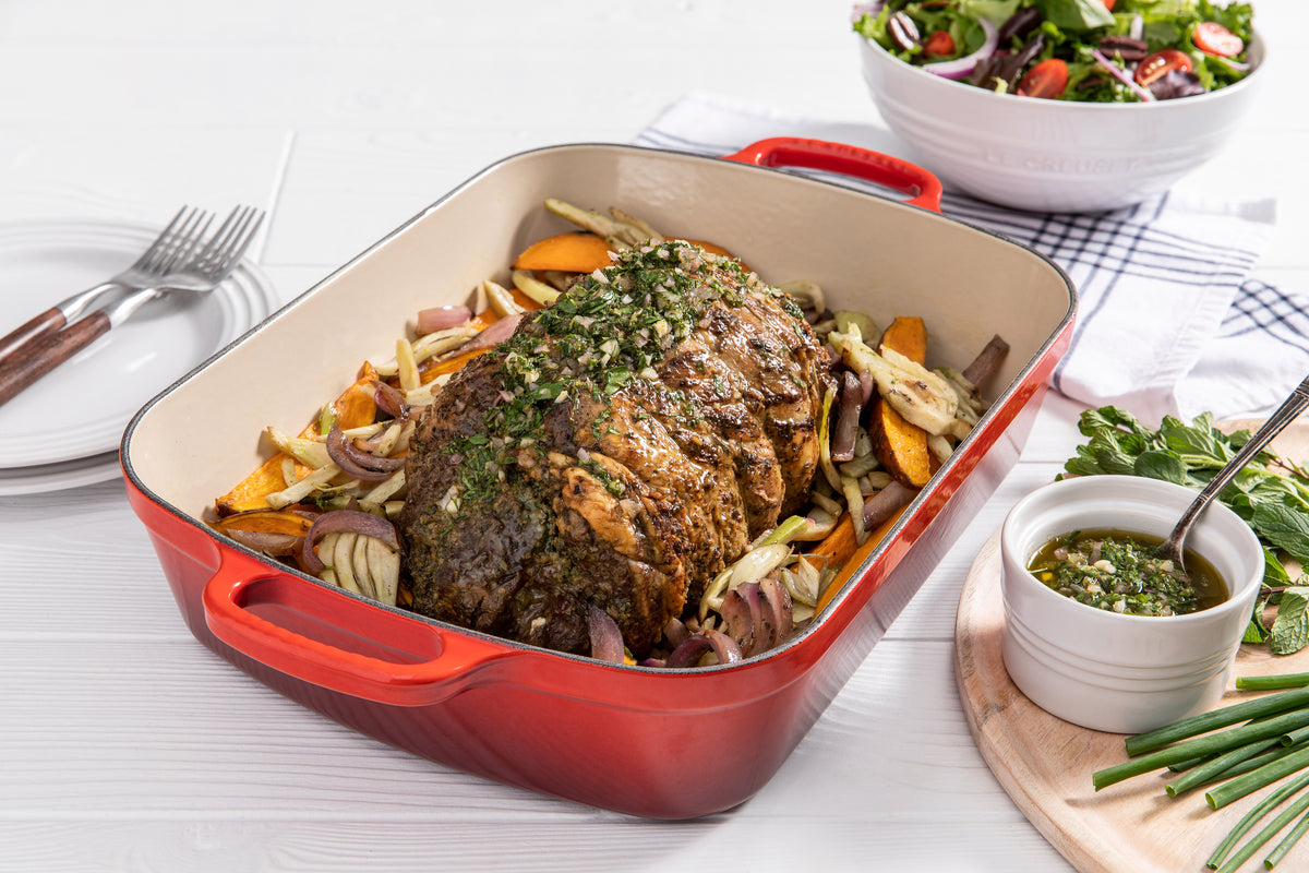 Herb-Stuffed Leg of Lamb with Mint Gremolata – Relish Cooking Studio