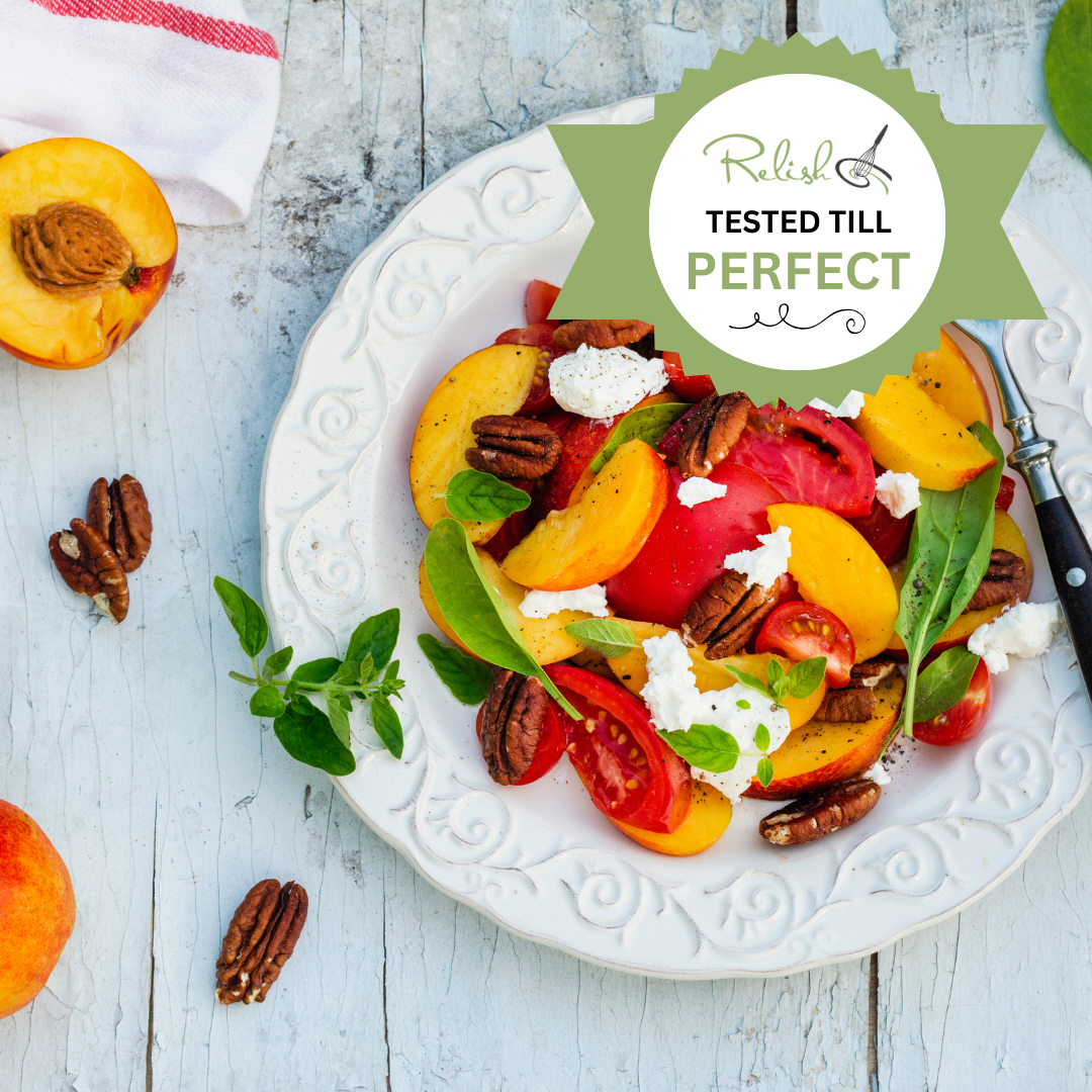 Grilled Peach and Tomato Salad – Relish Cooking Studio