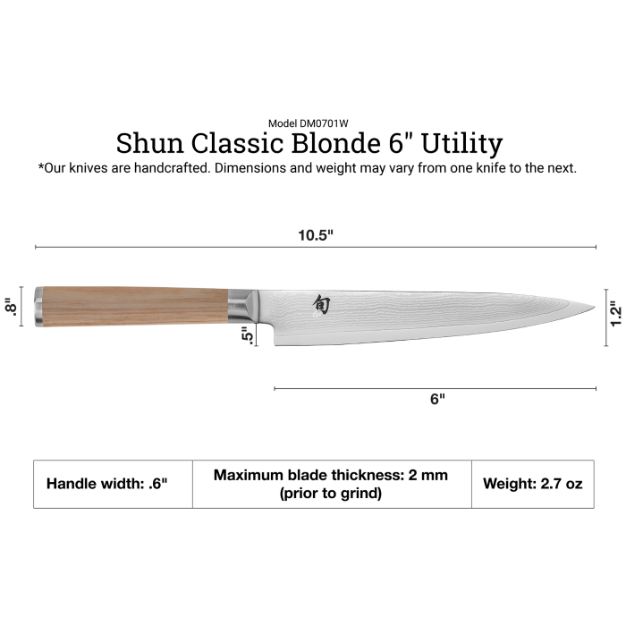 Shun Classic Blond 6" Utility Knife – Relish Cooking Studio